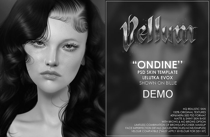 Second Life Marketplace - VELLUM ONDINE PSD SKIN TEMPLATE DEMO